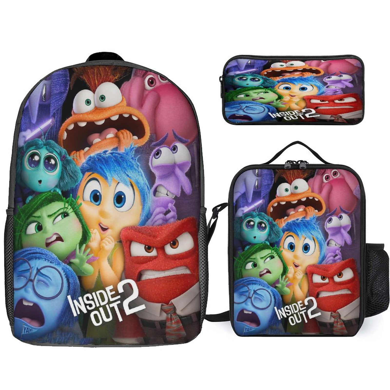 Inside Out Backpac 3 Piece Set Adults Bookbag with Lunch Box Pencil ...