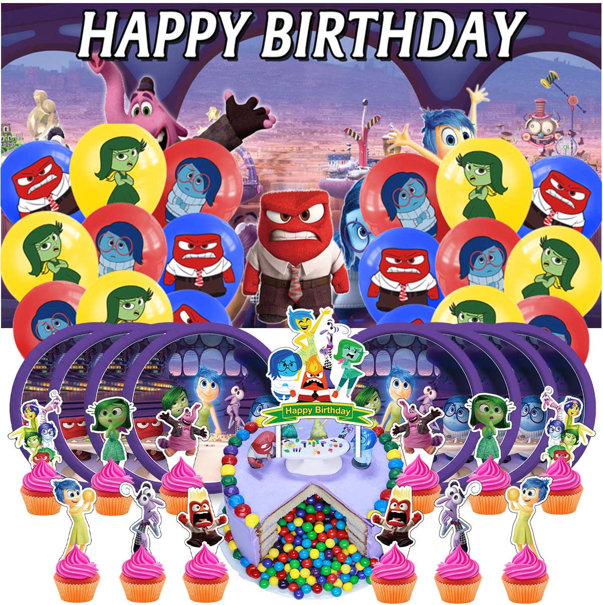 Inside Out Balloons Party Supplies Decorations Plates Banner Cake ...