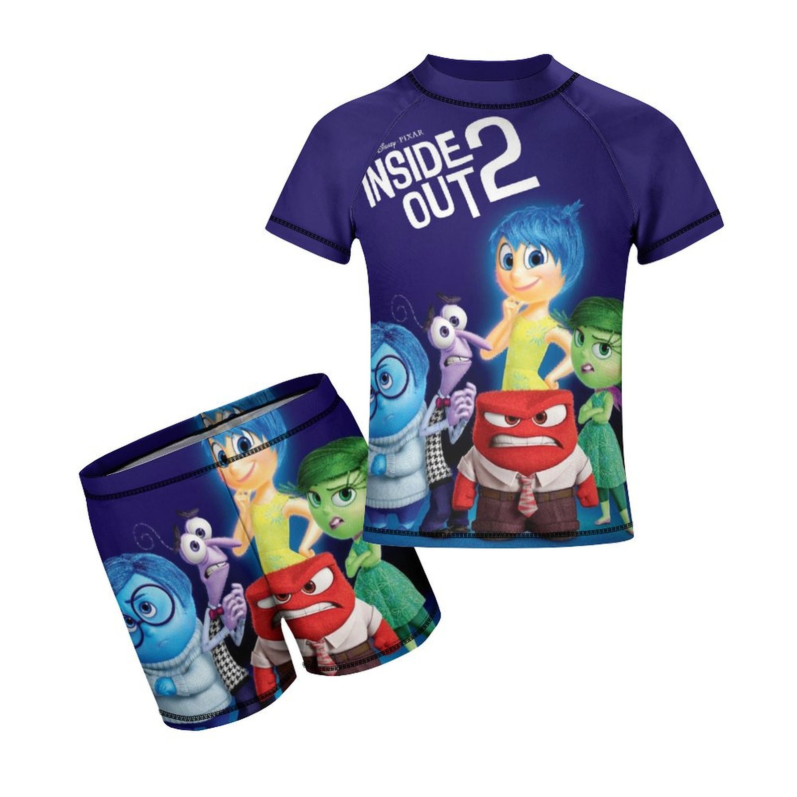 Inside Out Boys Rash Guard Set Short Sleeve Bathing Suit Swim Trunks ...