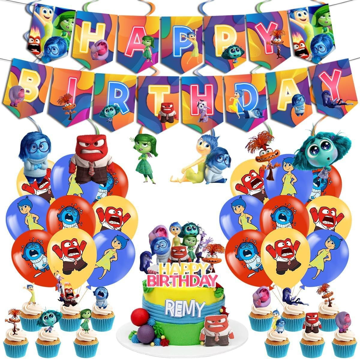 Inside Out Cartoon Theme Birthday Party Decor Supplies Kits, Including ...