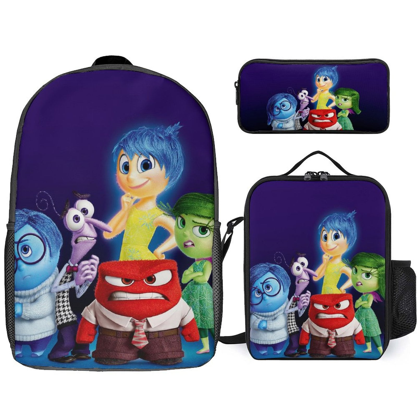 Inside Out Characters Backpack With Lunch Bag Pencil Case Set Schoolbag ...