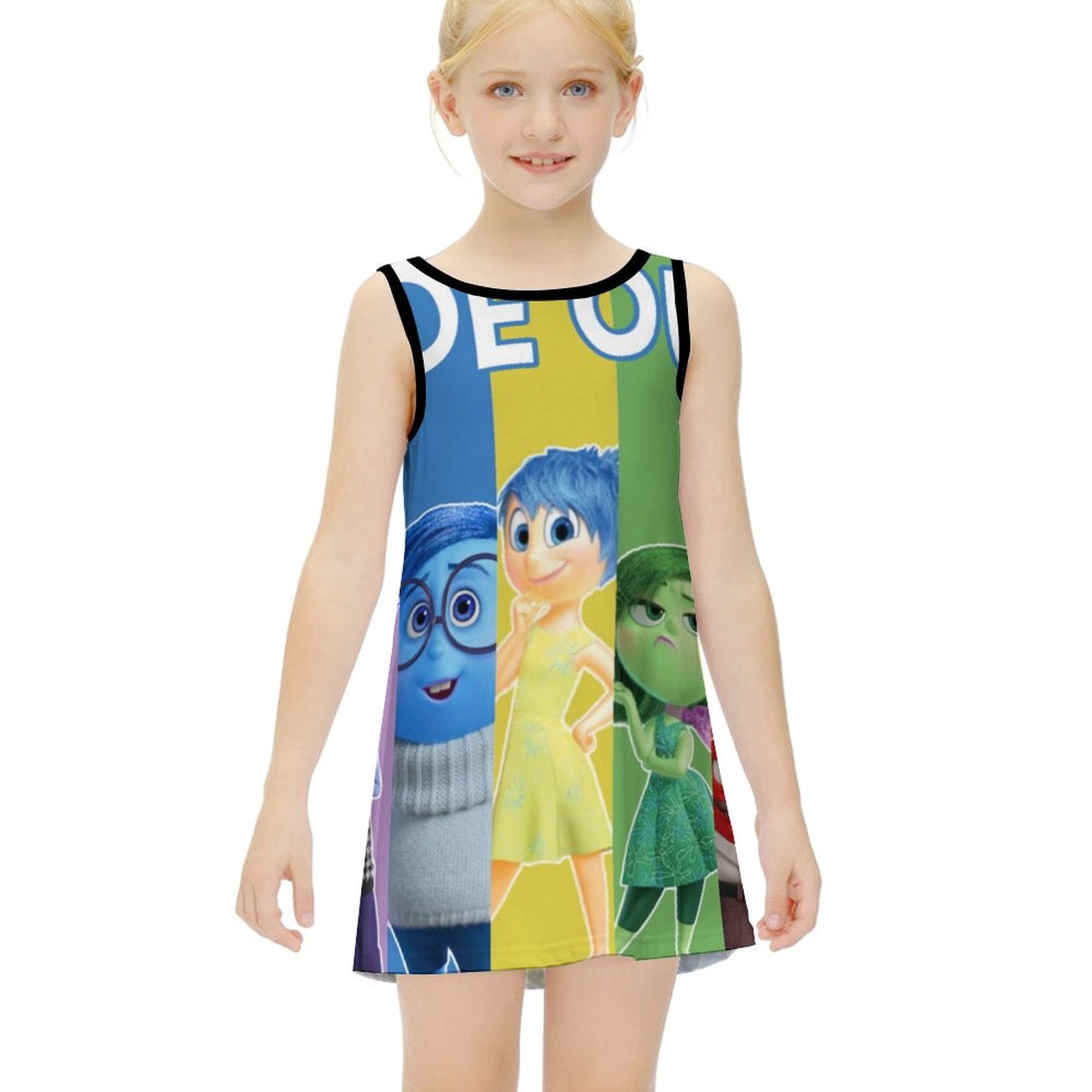 Inside Out Children's Sleeveless Dress 3D Printed Classical Casual Girl ...