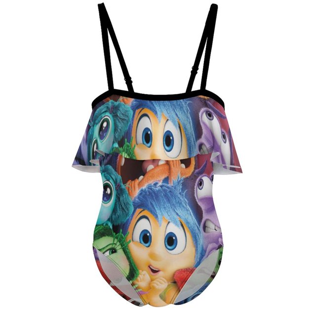 Inside Out Children's Swimsuit Adjustable Off Shoulder Ruffle Swimwear ...