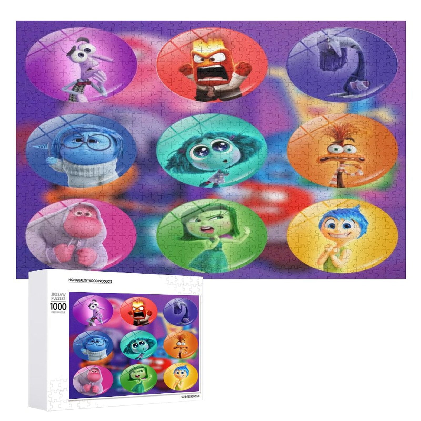 Inside Out Cute Cartoon Figure Joy Anger Anxiety Fear Puzzles- 1000 ...