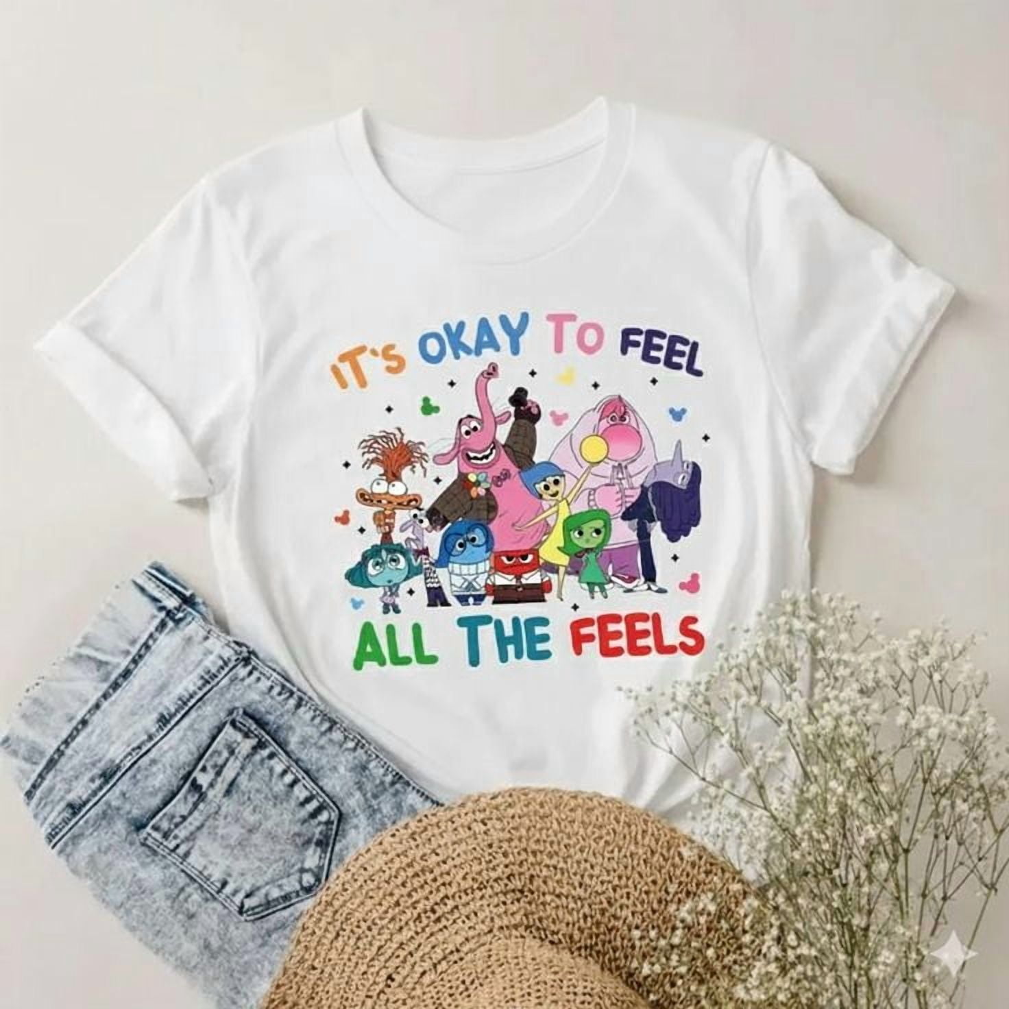 Inside-Out All Emotions Are Okey Graphic Tee Emotion Monsters Mental ...