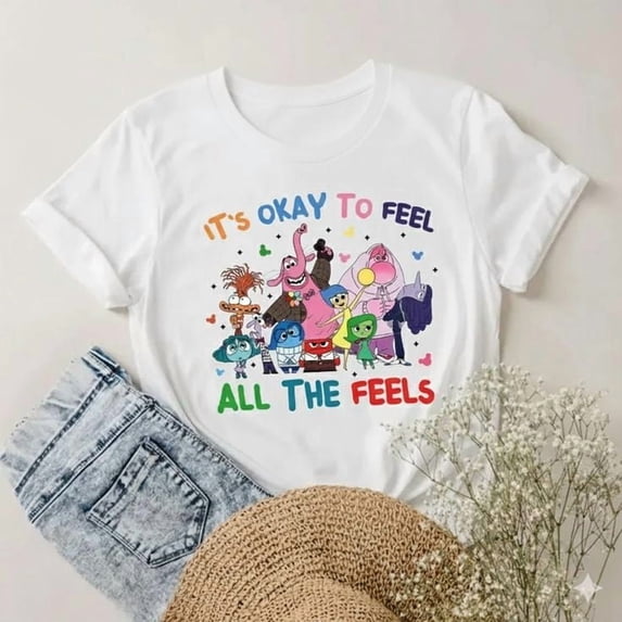 Inside-Out All Emotions Are Okey Graphic Tee Emotion Monsters Mental ...