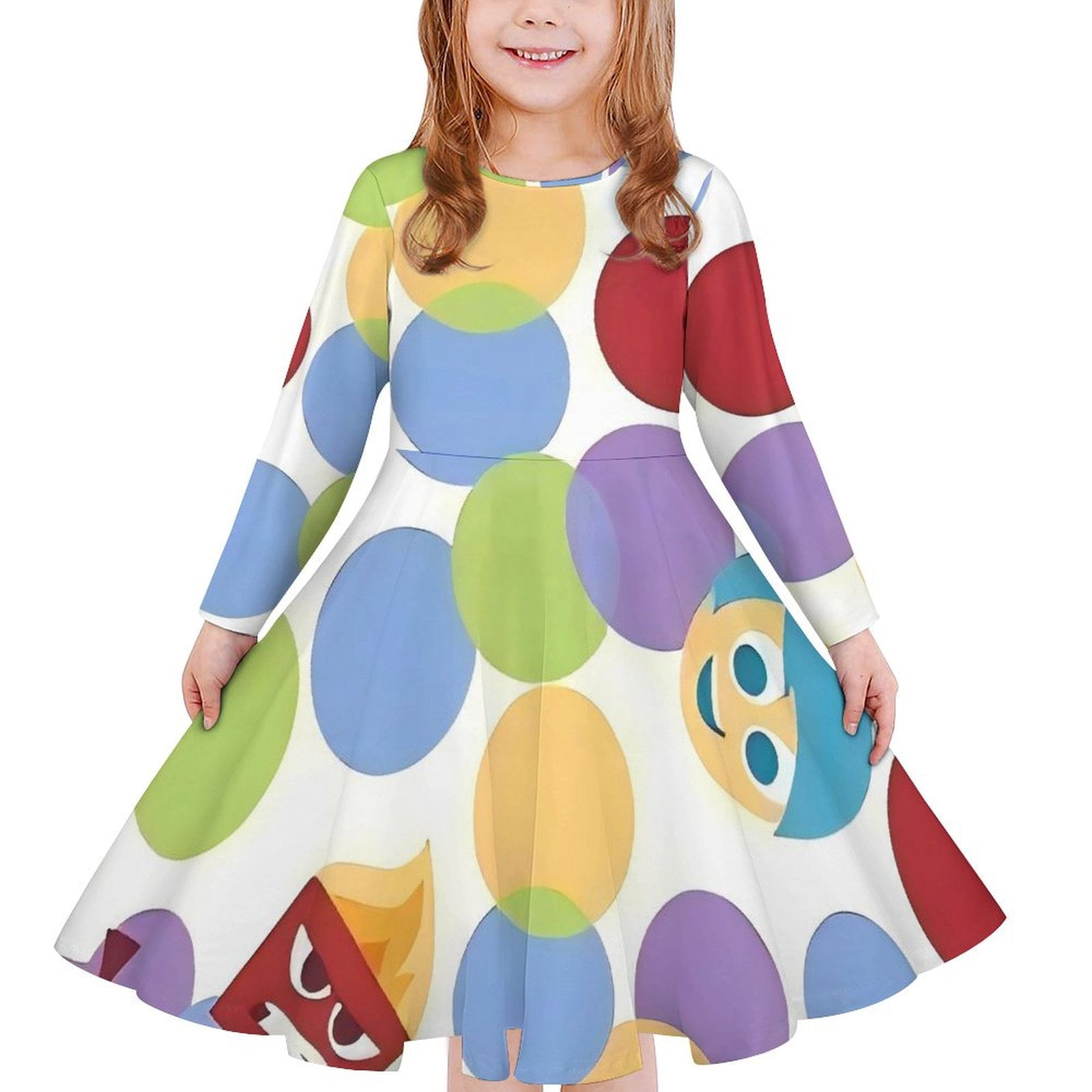 Inside Out Girls Cartoon Long Sleeve Dress A Line Girls Dress XL ...
