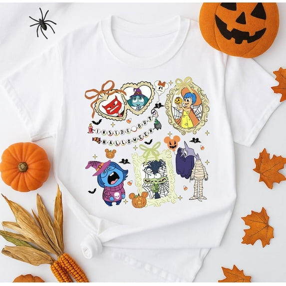 Inside-Out Halloween Characters Graphic Tee Coquette Bow Locket Movie ...