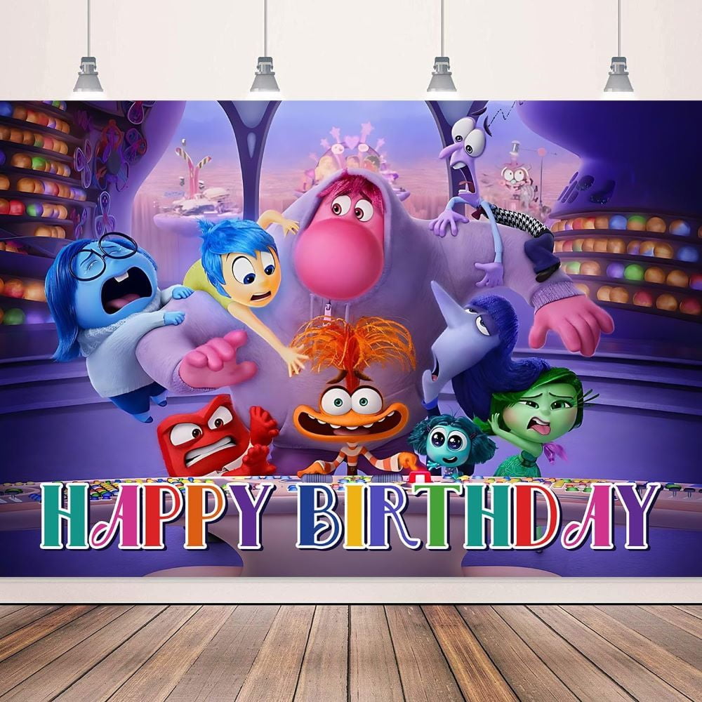 Inside Out Happy Birthday Anime Cartoon Theme Backdrops Banner Birthday ...