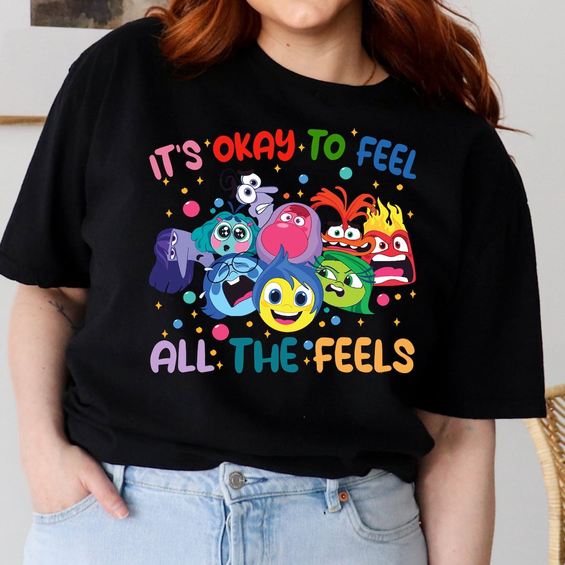 Inside Out It's Okay To Feel All Shirt, Disney Shirts,Black Color,Size ...