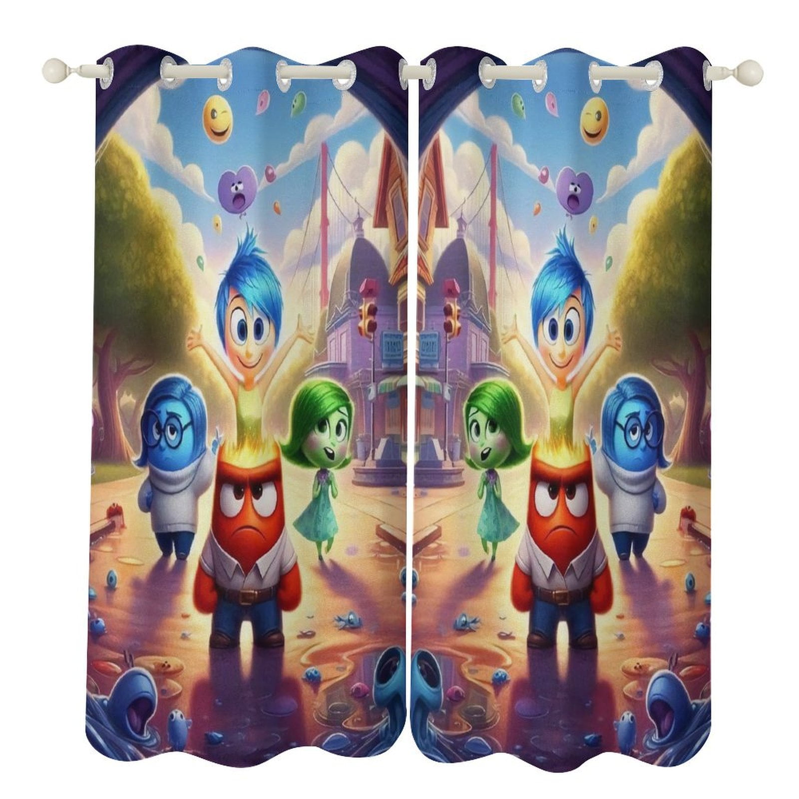 Inside Out Joy Angry Disgust Sadness Curtains,Blackout Curtains for ...