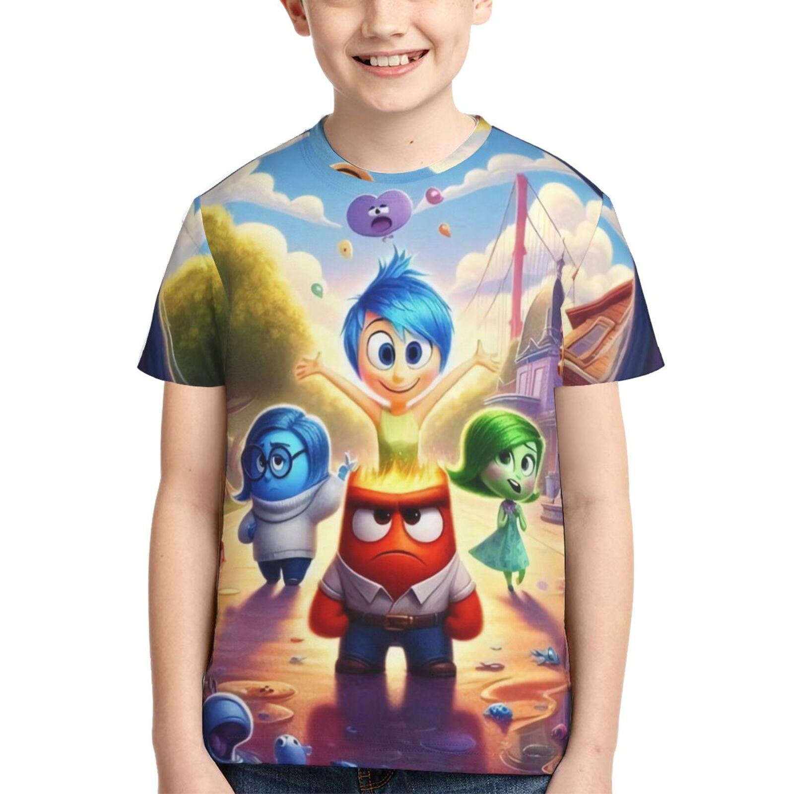 Inside Out Joy Angry Disgust Sadness T Shirt - Cotton Short Sleeve ...