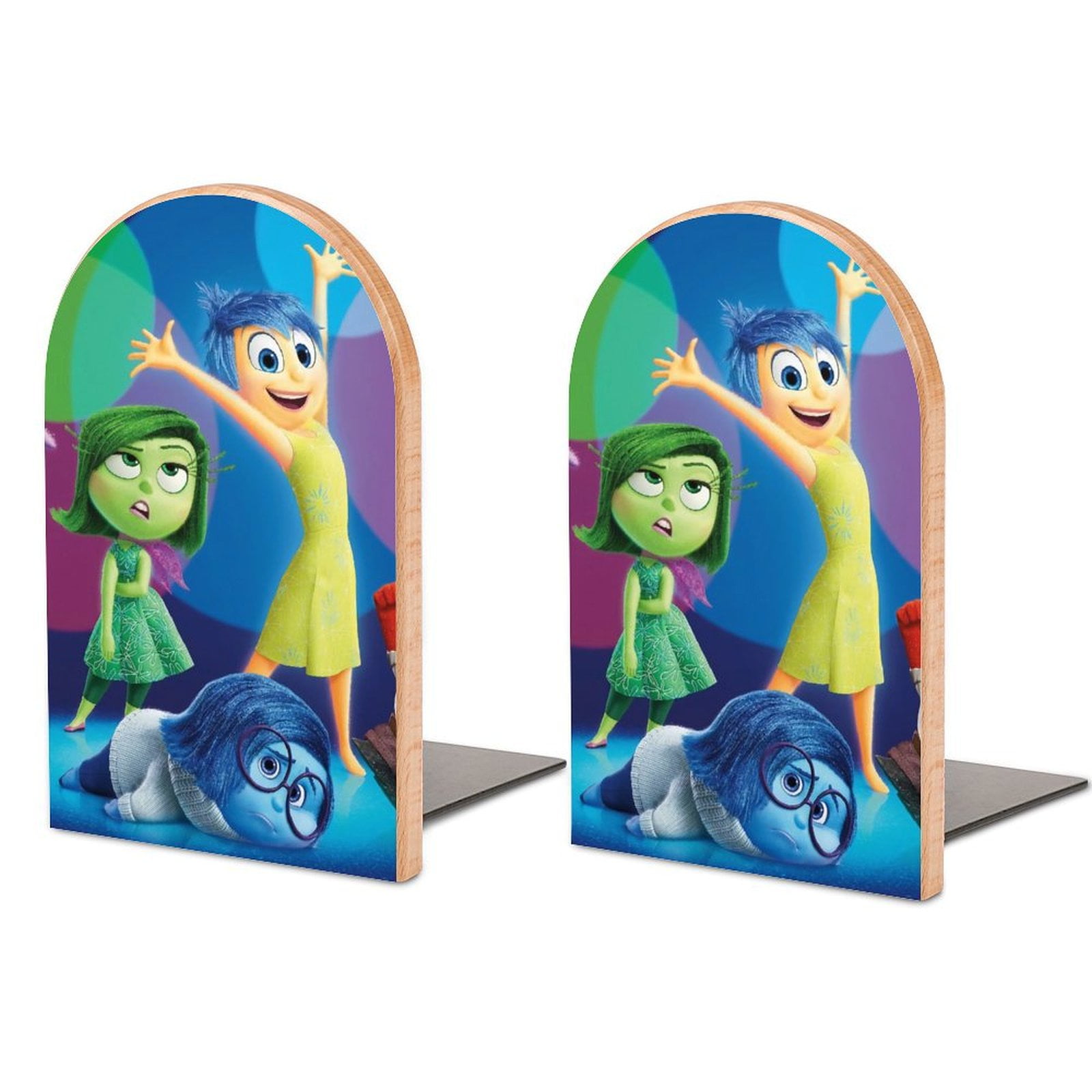 Inside Out Joy Disgust Ennui Book Ends,Wood Bookends for Shelves to ...