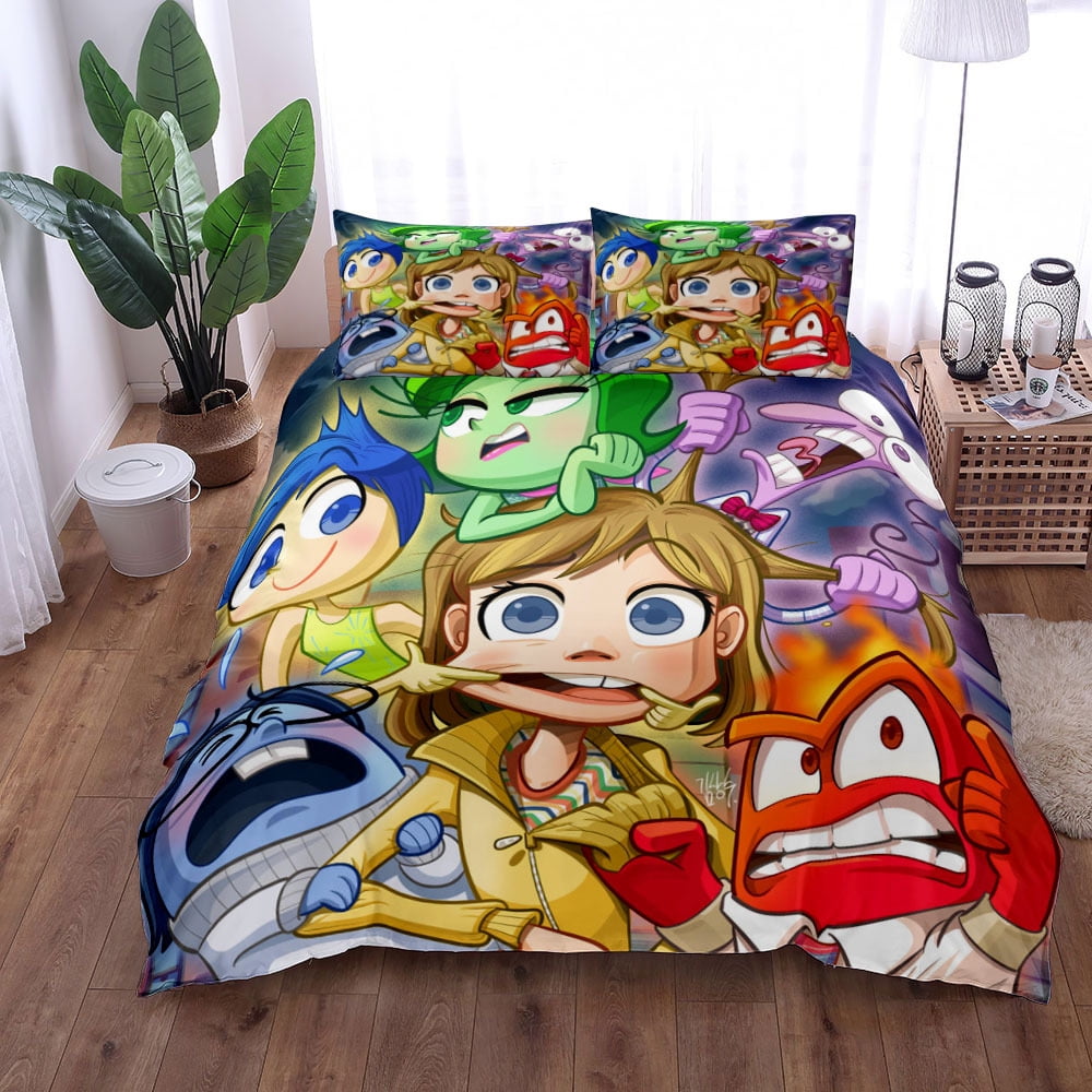 Inside Out Kids Cartoon Bedding Set Three Piece Cute Bedding Set Cute ...