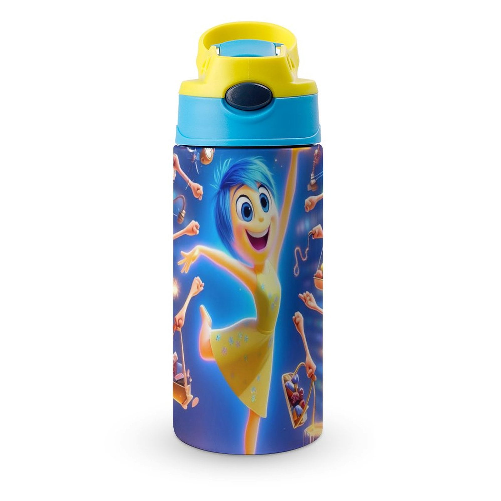 Inside Out Kids Insulated Water Bottle with Covered Pop-Up Straw Kids ...