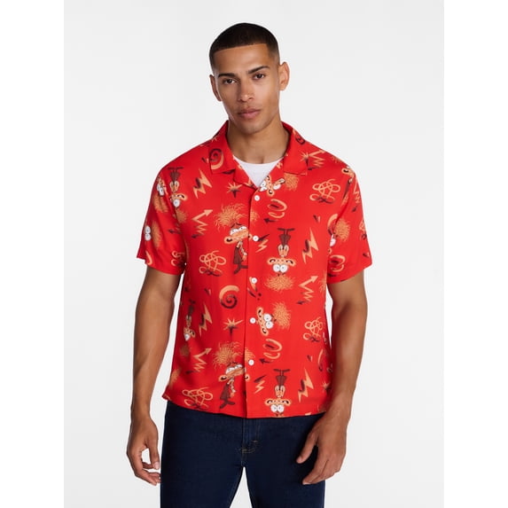Inside Out Men's and Big Men's Graphic Button Up Shirt with Short ...