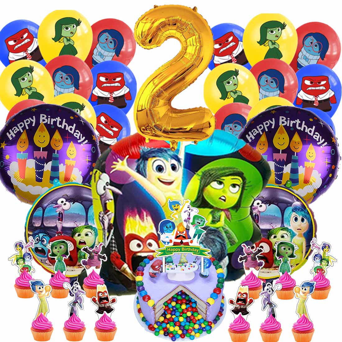 Inside Out Party Supplies 2nd Decor Kit Balloons Birthday Cake Topper ...