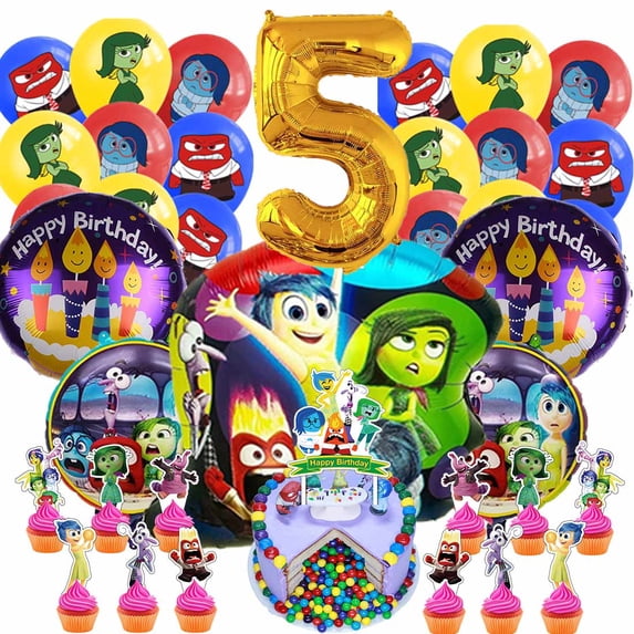 Inside Out Party Supplies 5th Decor Kit Balloons Birthday Cake Topper ...