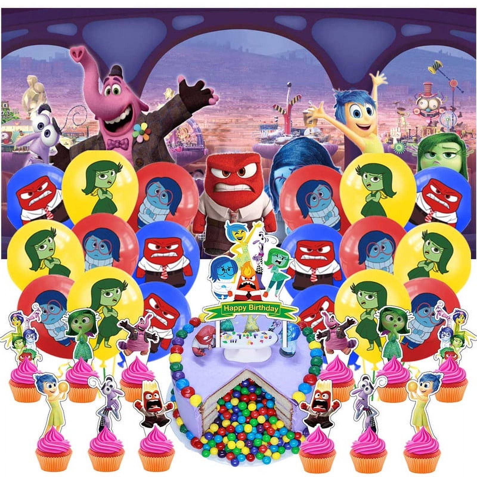 Inside Out Party Supplies Decor Kit Latex Balloons Birthday Cake Topper ...