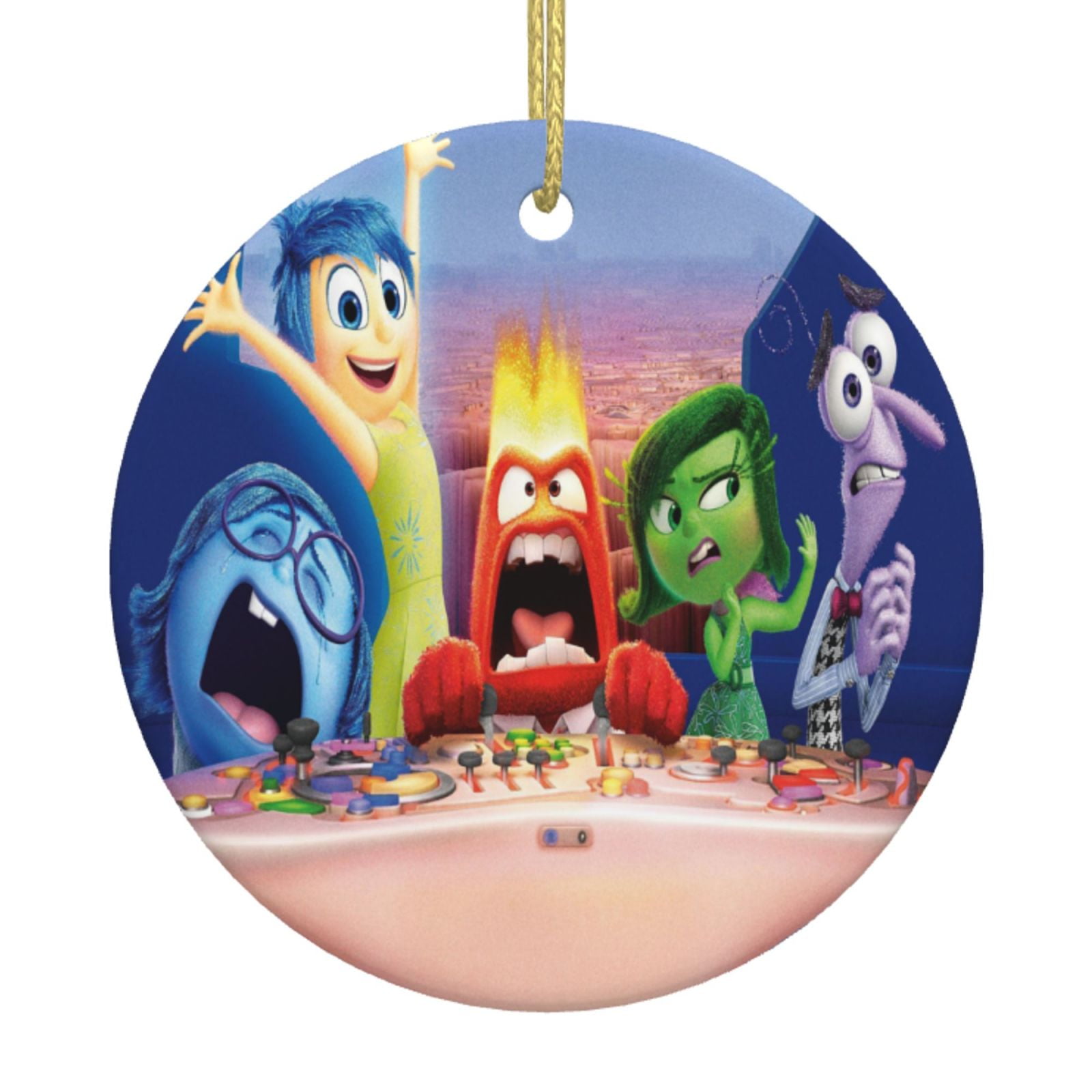 Inside O-u Round Ceramic Pendant Christmas Decoration Holiday with Gold ...