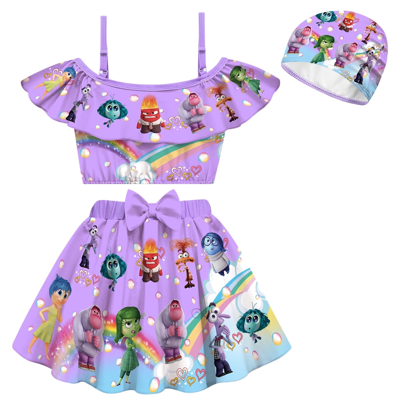 Inside Out2 Girls' Swimsuit Set, Girls' Summer Split Strap Swimsuit ...