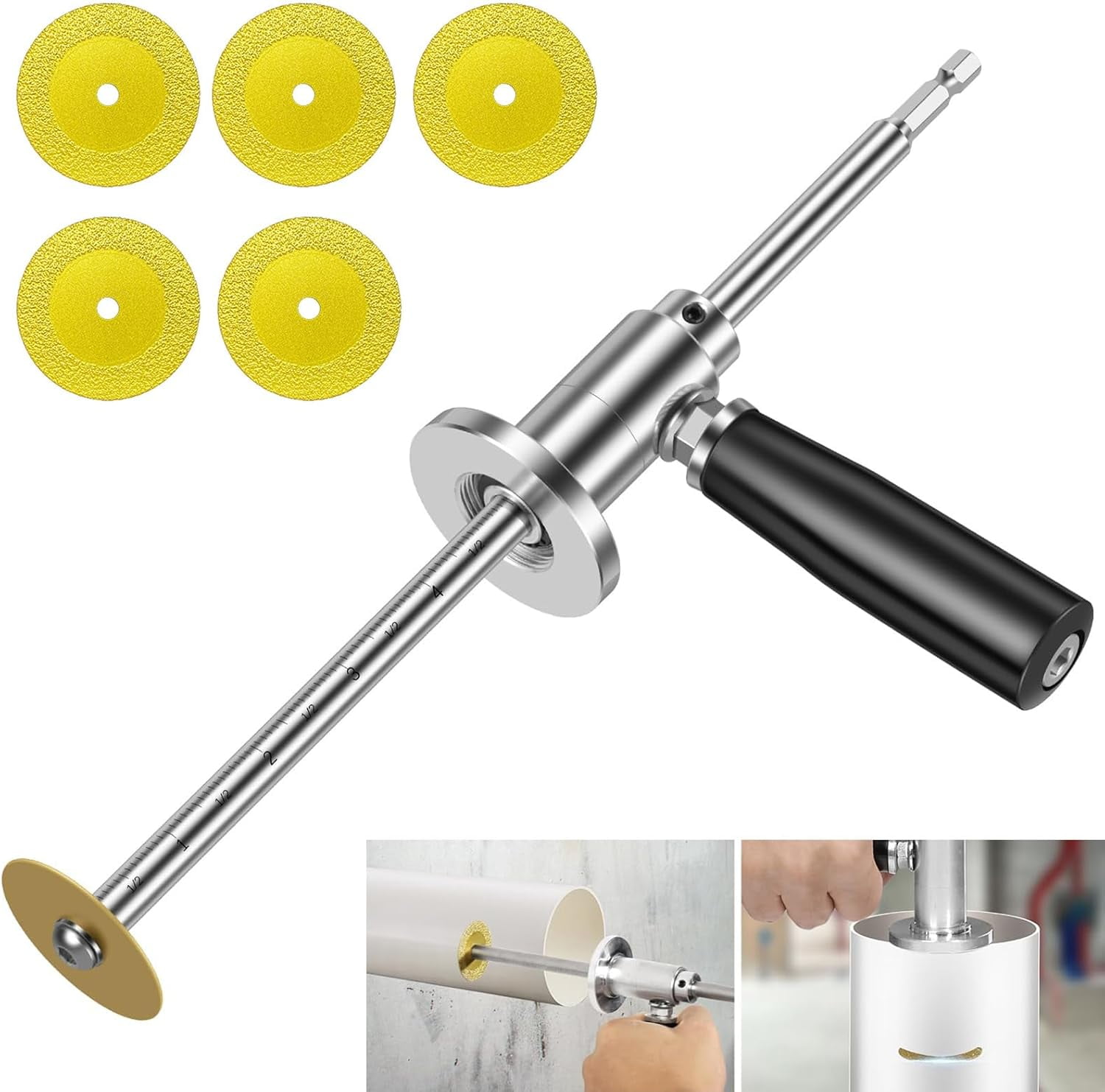 Inside PVC Pipe Cutter Tool with 5 Blades - 7-Inch Adjustable Cutting ...