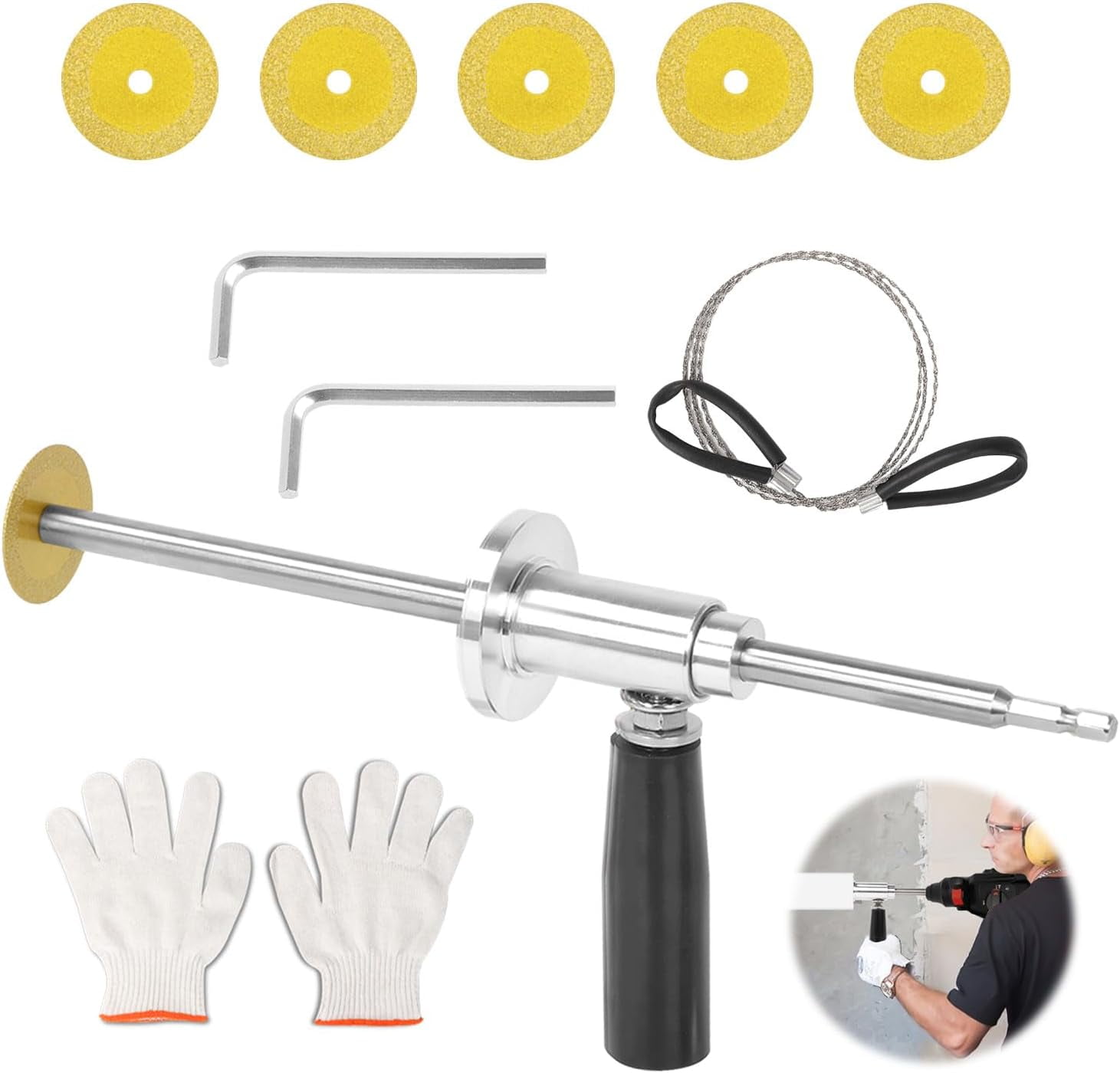 Inside Pipe Cutter for PVC Pipe Cutter Tool with 7" Scale Adjustable Depth Gauge Guide, 5pcs Saw ...