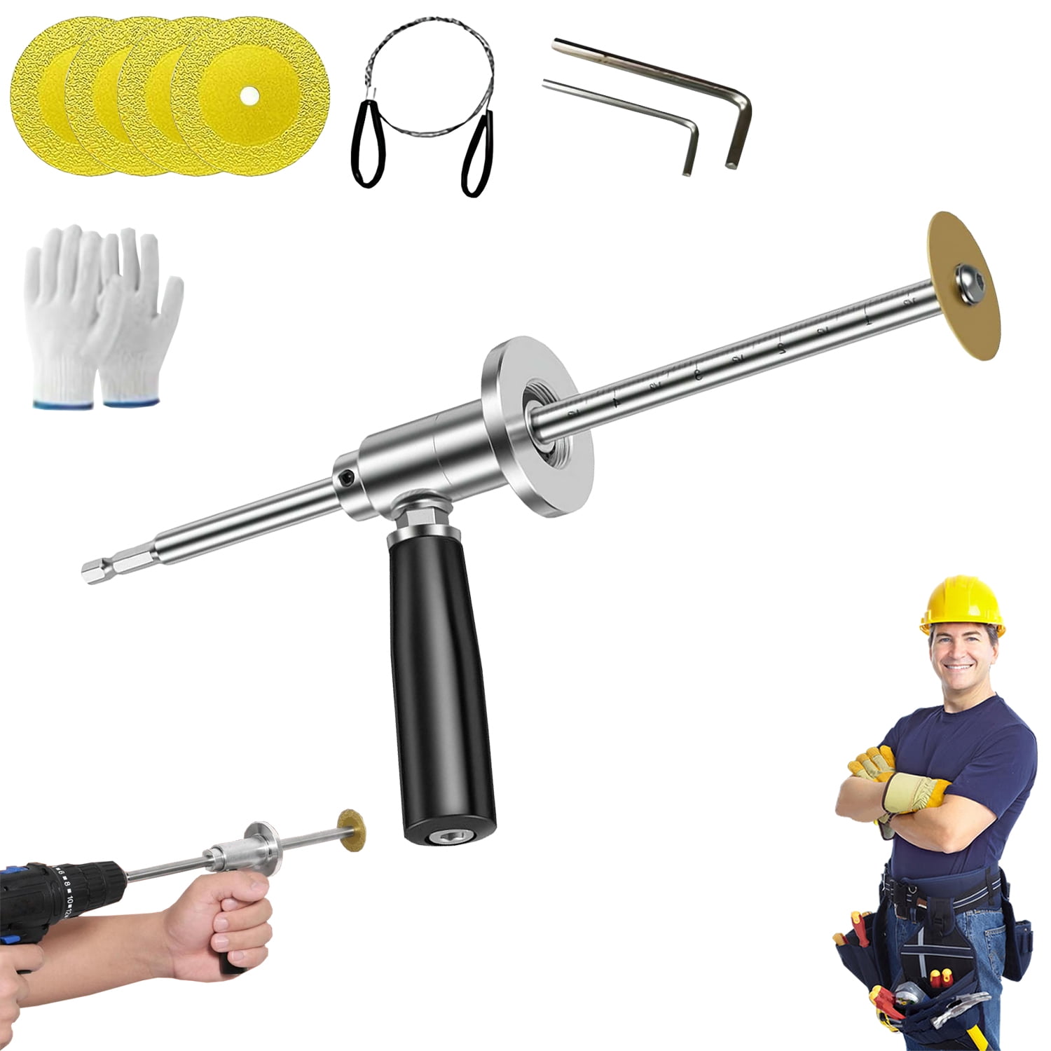 Inside Pipe Cutter for PVC Pipe, Diamond Grit Cutting Wheel and Handle ...