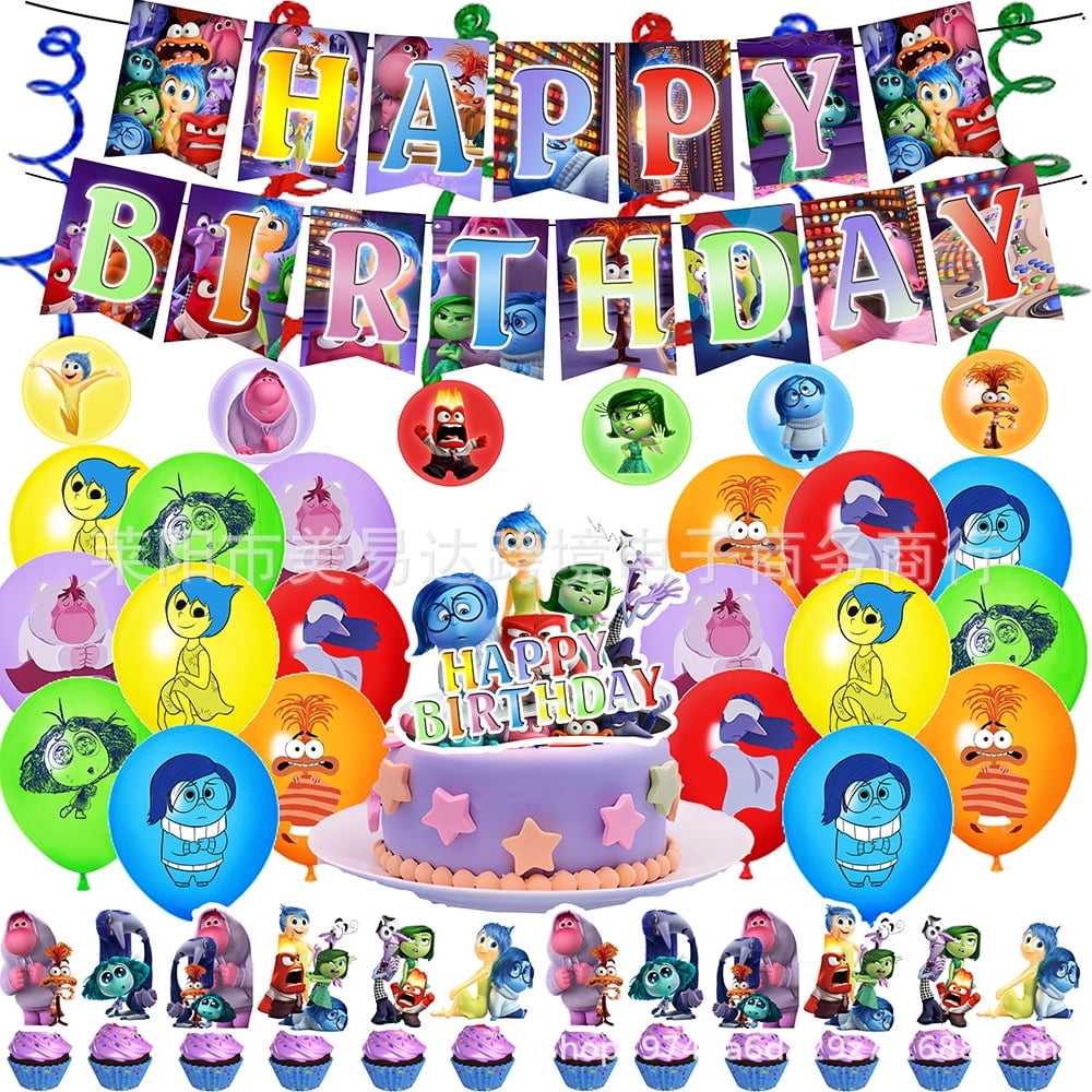 InsideOut2 Birthday Party Supplies, Happy Birthday Banner - Cake ...