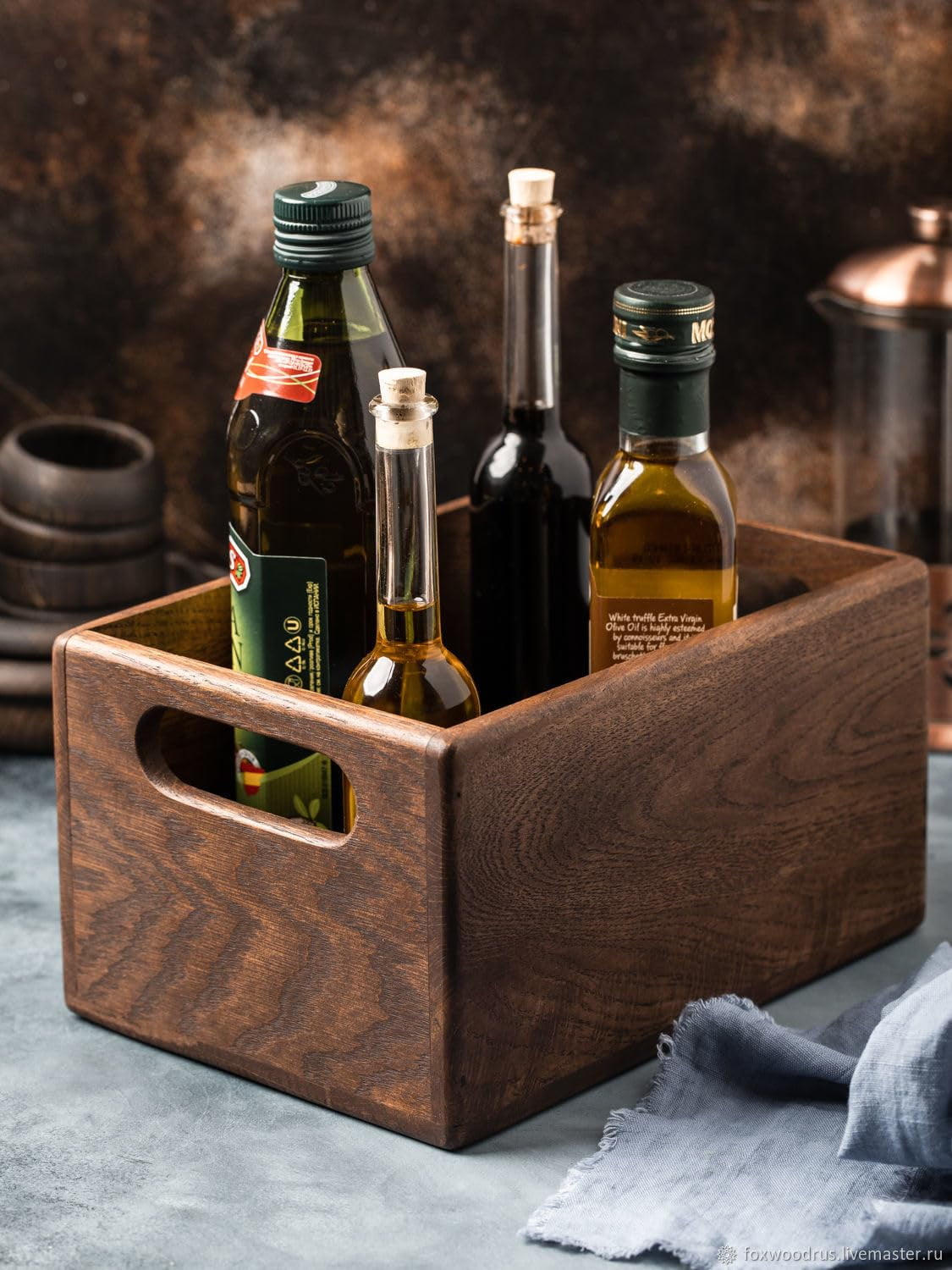 Insight Arts Nesting Wooden Crates Wood Crate Box with Handle Rustic ...