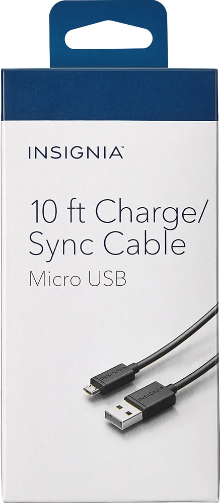 Insignia 10 ft. Micro USB Charge-and-Sync Cable - Black Color - Walmart.com