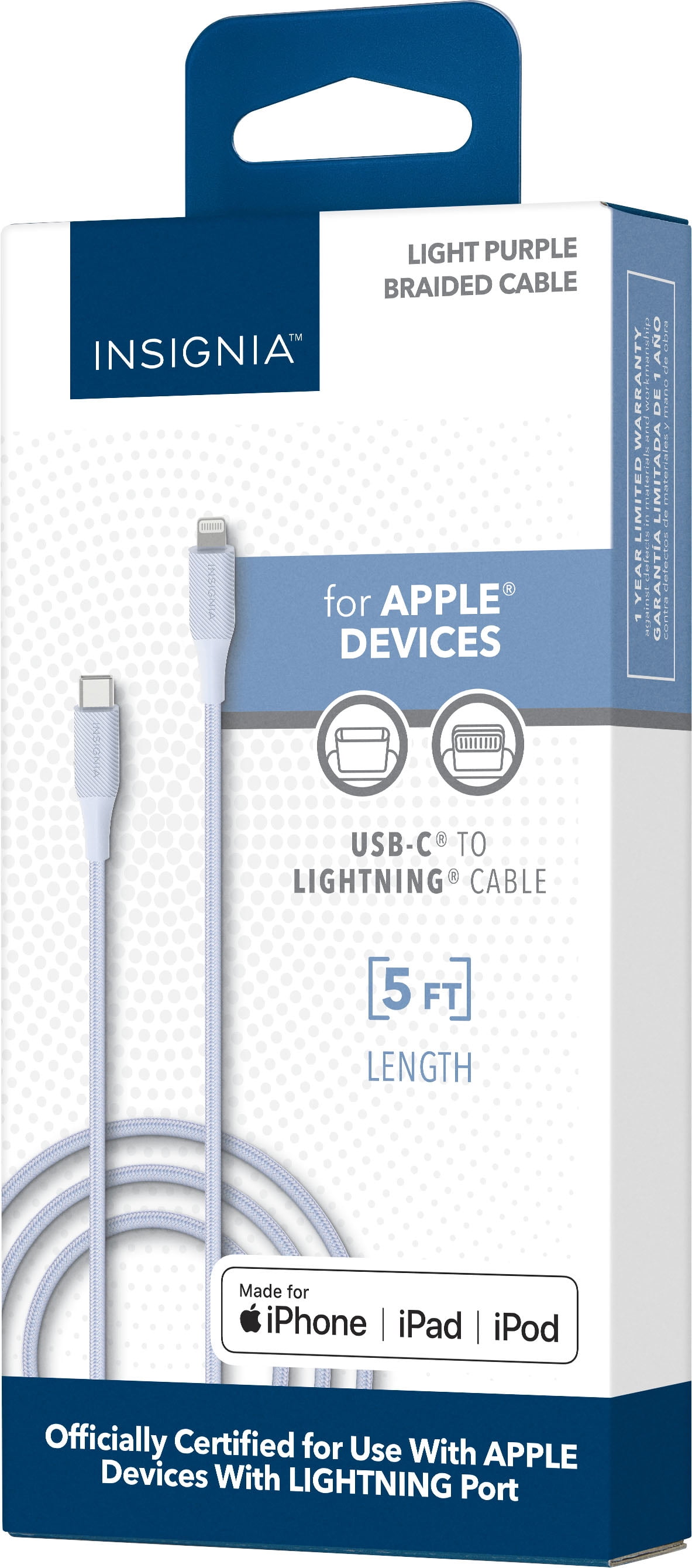 Insignia 5' Lightning to USB-C Charger Cord - Quick Charge and Sync ...