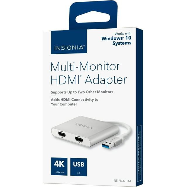 Insignia USB 3.0 to Dual 4K HDMI 1080p Adapter, Multi-Monitor Display ...