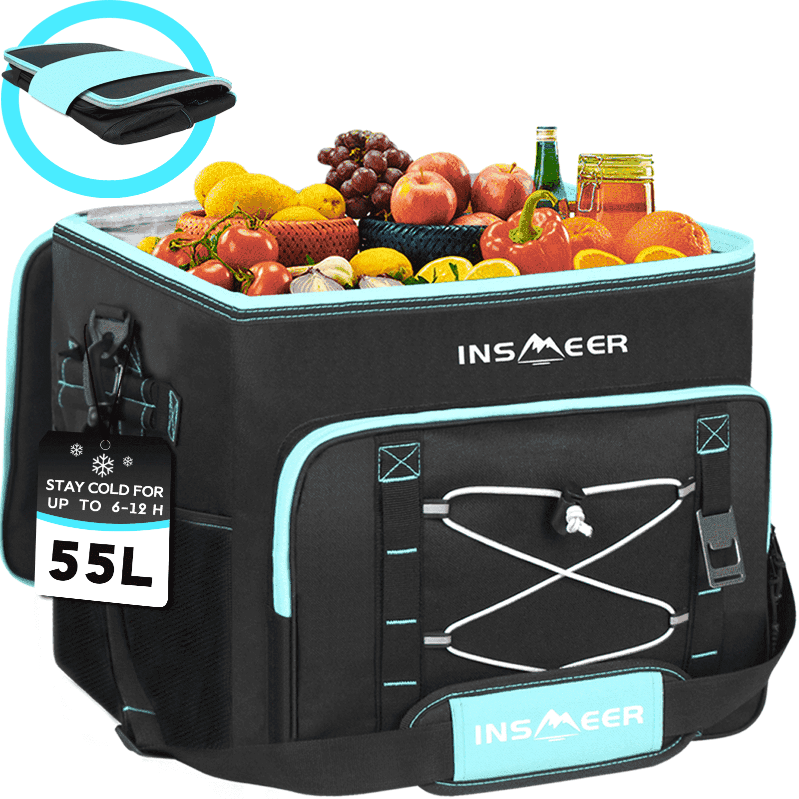 INSMEER Collapsible Soft-Sided Cooler Bag, 90-Can, with Shoulder Strap ...