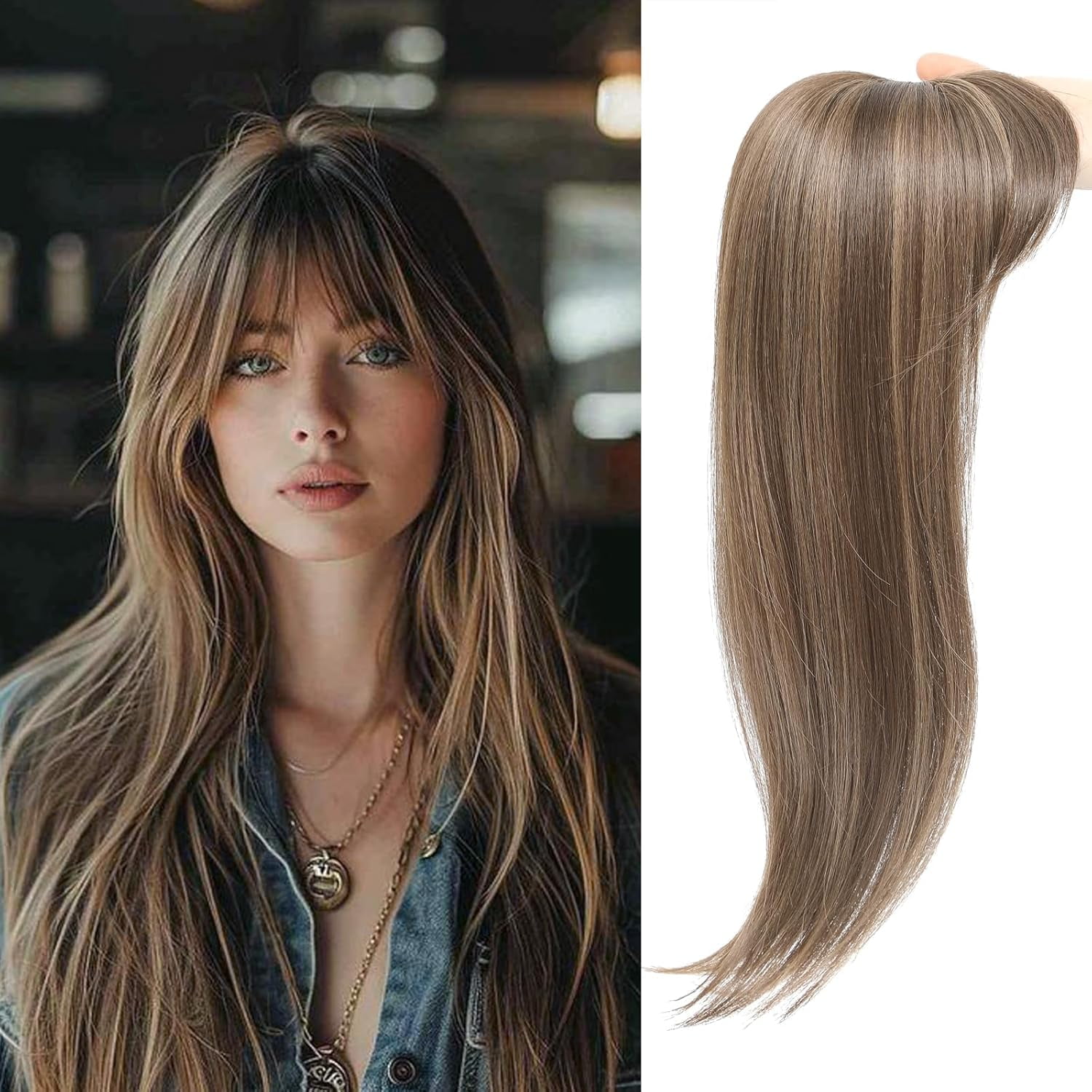 Insmi Hair Topper with Bangs, 360° 3D Cover Toppers for Women, Hair ...