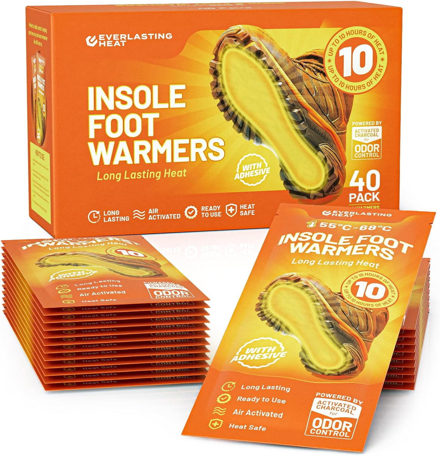 Insole Foot Warmers – 40 Pack | 10+ Hour Air-Activated Disposable Thin ...
