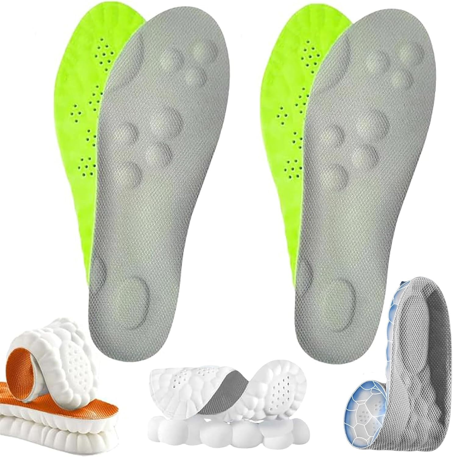 Insoles for Men Women,4D Memory Foam Cloud Shoe, Arch Support - Anti ...