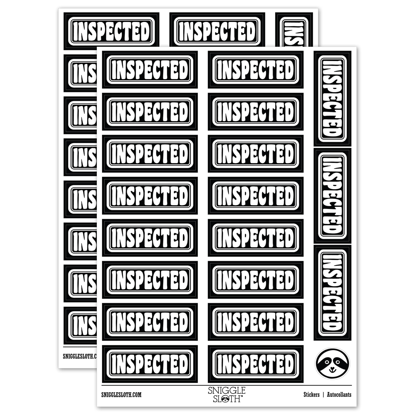 Inspected with Border Sticker Set - Black - Gloss Finish - 2.00" Large ...