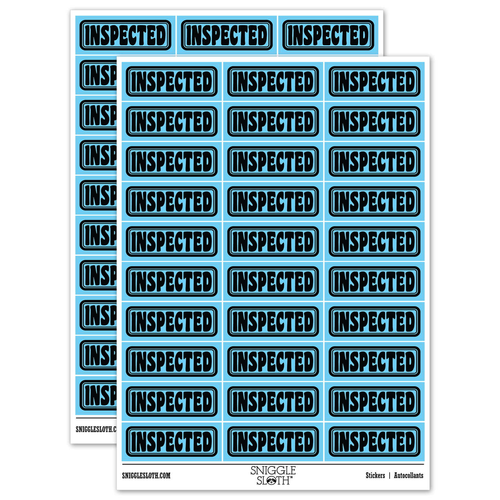 Inspected with Border Sticker Set - Light Blue - Gloss Finish - 1.75 ...