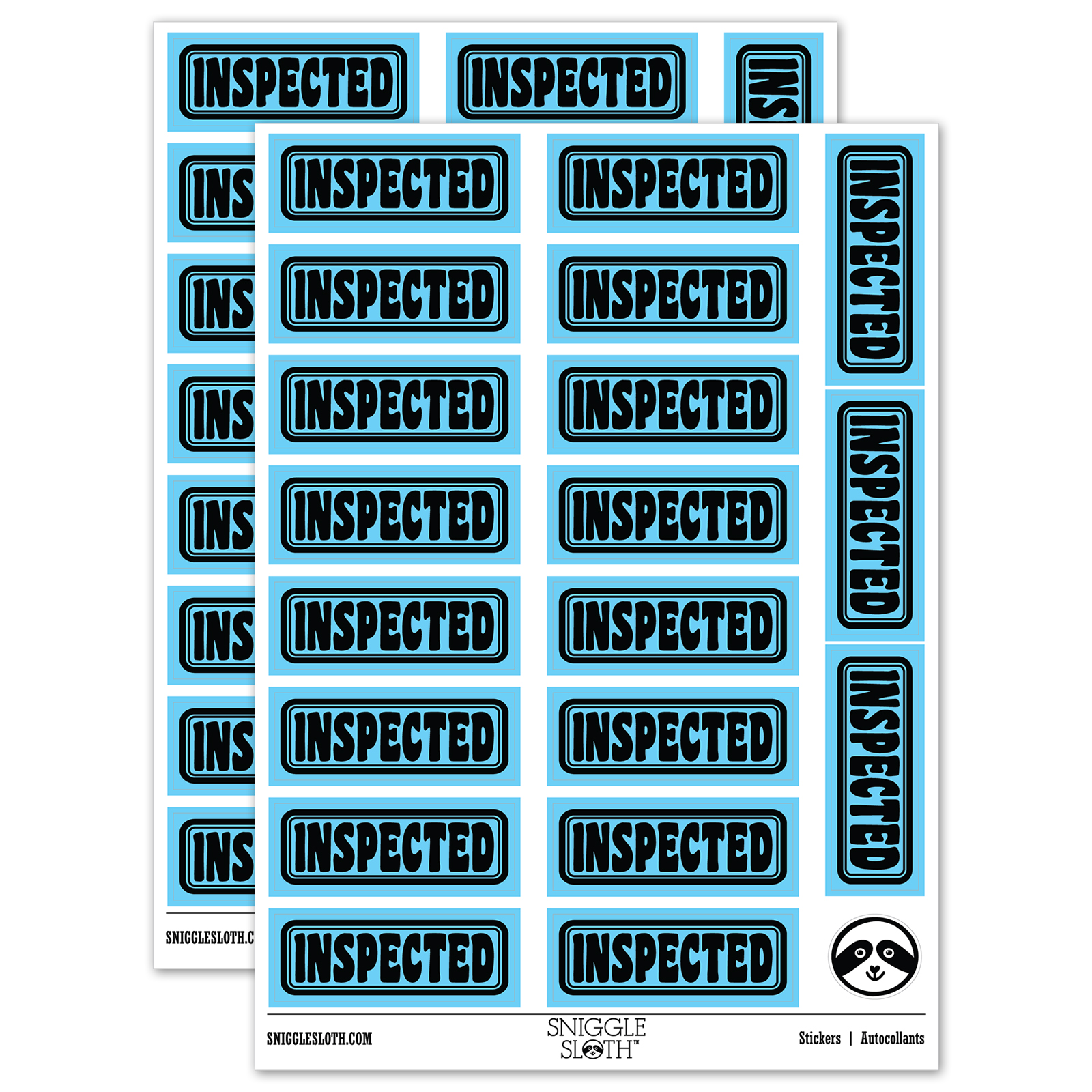 Inspected with Border Sticker Set - Light Blue - Matte Finish - 2.00 ...