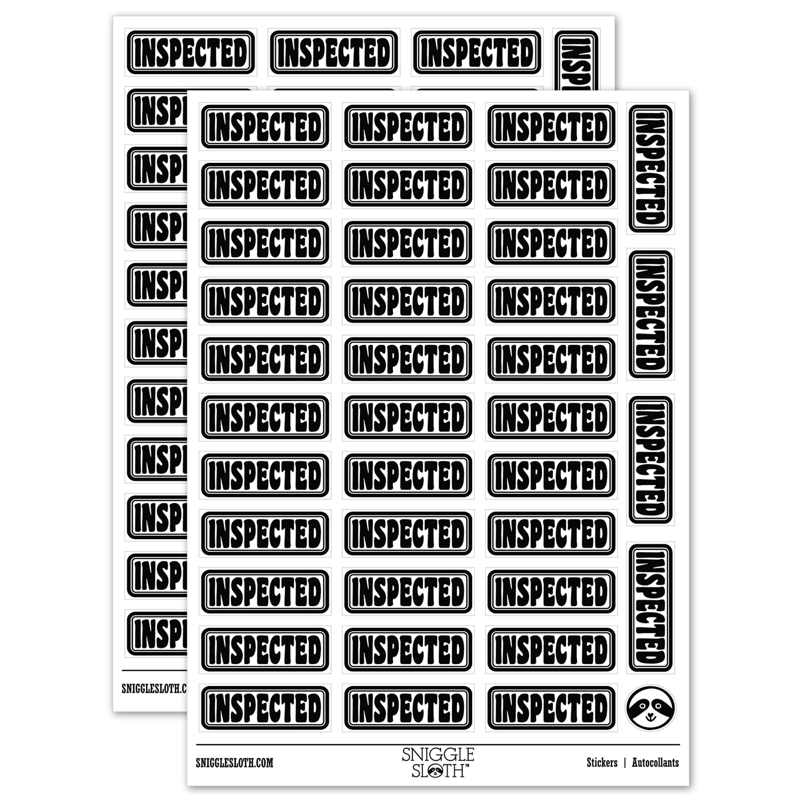 Inspected with Border Sticker Set - White - Gloss Finish - 1.5" Small ...