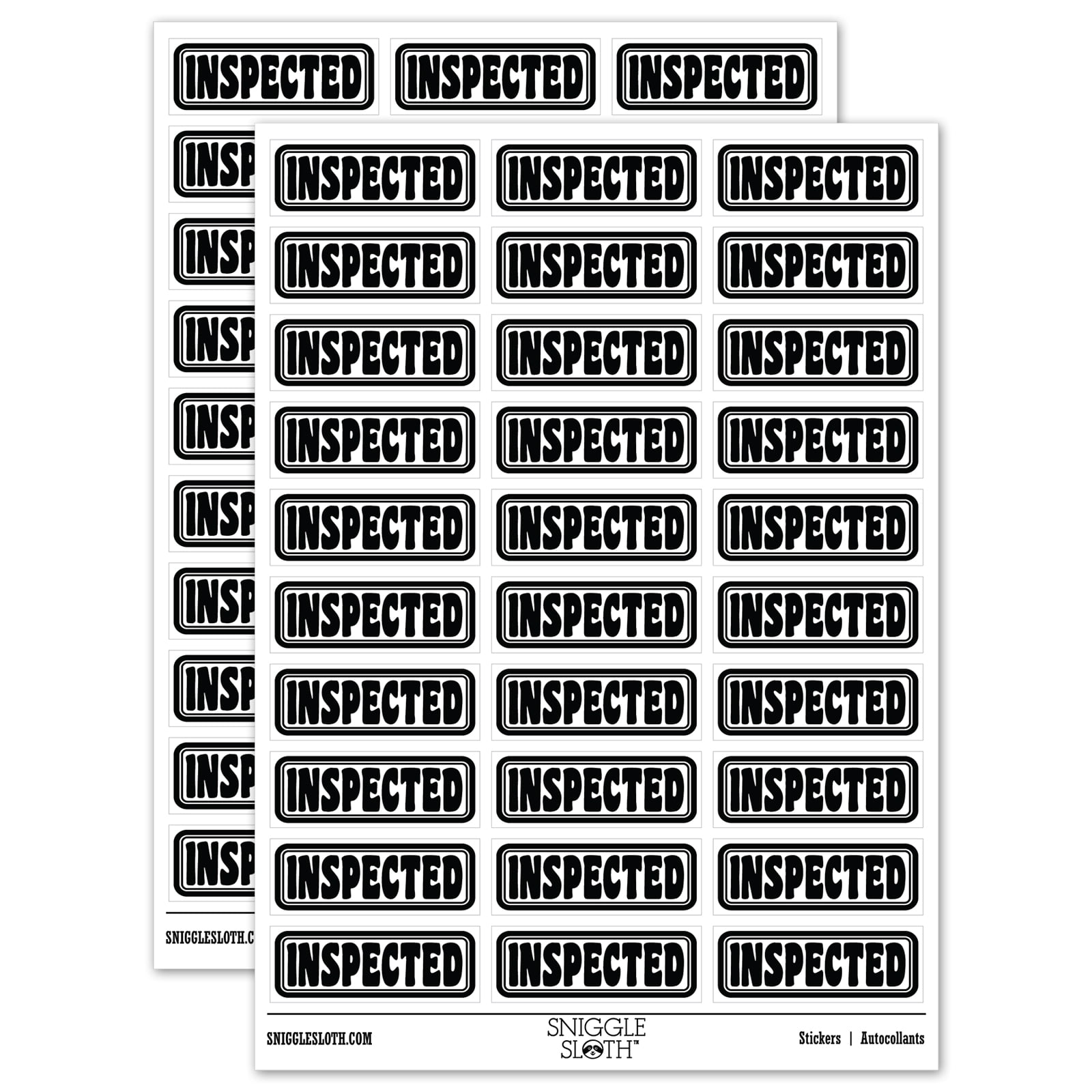 Inspected with Border Sticker Set - White - Gloss Finish - 1.75" Medium ...