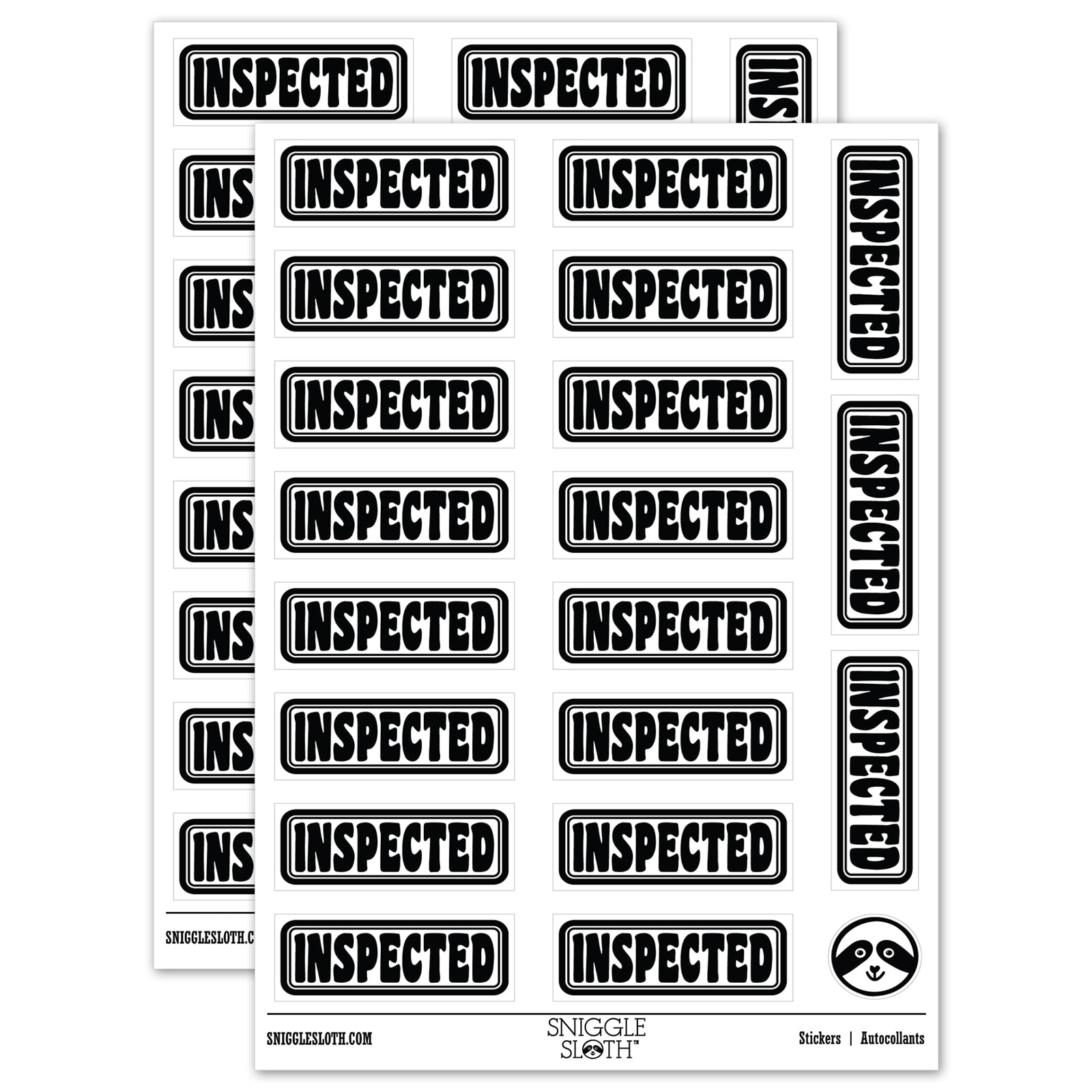 Inspected with Border Sticker Set - White - Gloss Finish - 2.00" Large ...