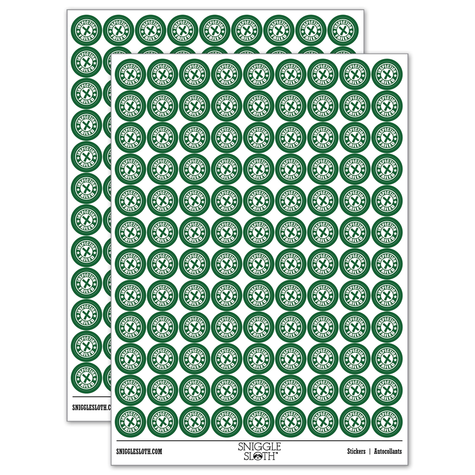 Inspection Failed 200+ Round Stickers - Dark Green - Gloss Finish - 0. ...