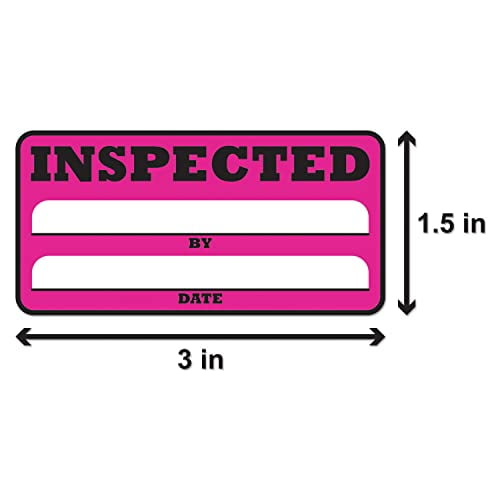 Inspection Stickers (3 x 1.5 inch, Rectangular, Pink - 1200 Labels ...