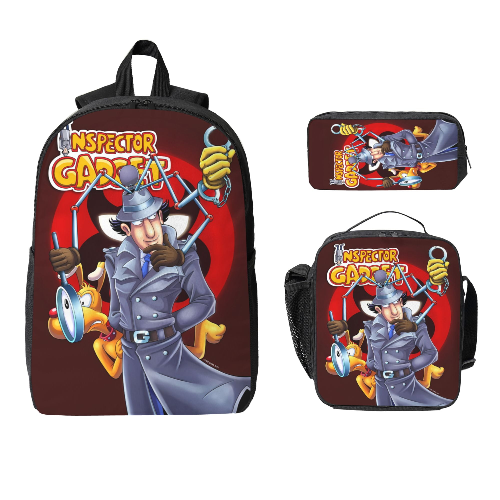 Inspector Gadget 3 Piece Backpack Set With Lunch Bag Pencil Case, High ...