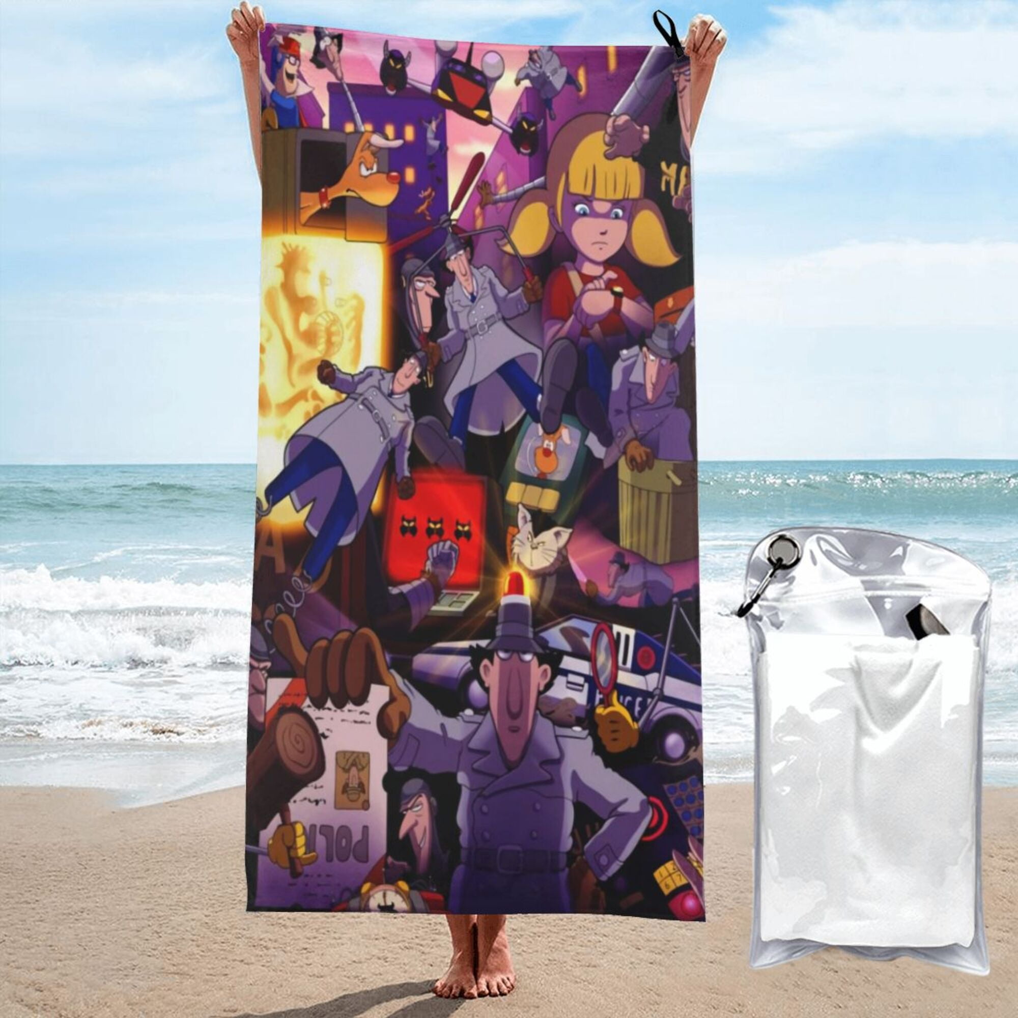 Inspector Gadget Cartoon quick drying bath towel Microfiber swimming ...