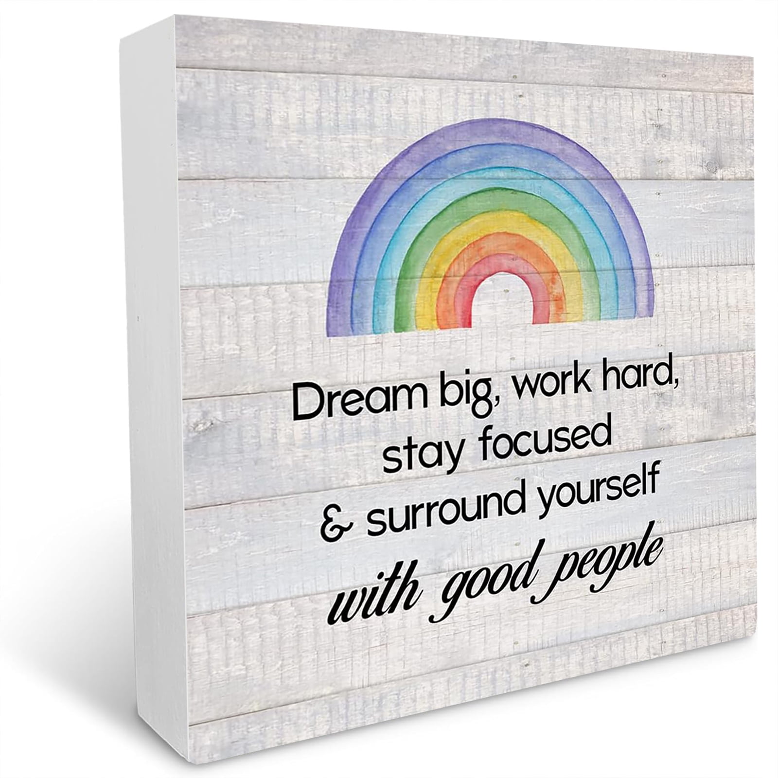 Inspiration Saying Rainbow Wood Box Sign Desk Decor 7x7 Inch Rustic ...