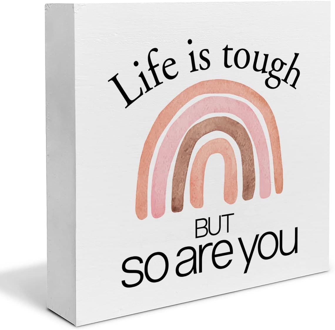 Inspiration Saying Wood Box Sign Desk Decor Life is Tough But So are ...