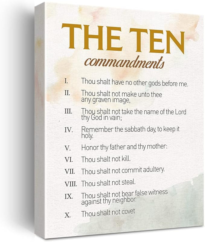 Inspirational 10 Commandments Print Ten Commandment Paintings Canvas ...